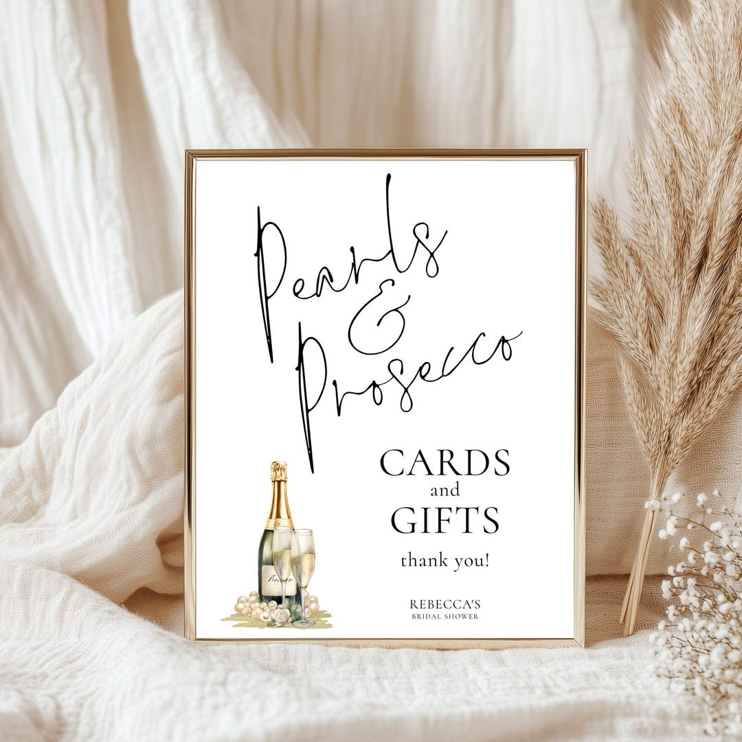 Pearls & Prosecco Sign Template, Printable INSTANT DOWNLOAD, Bridal ...