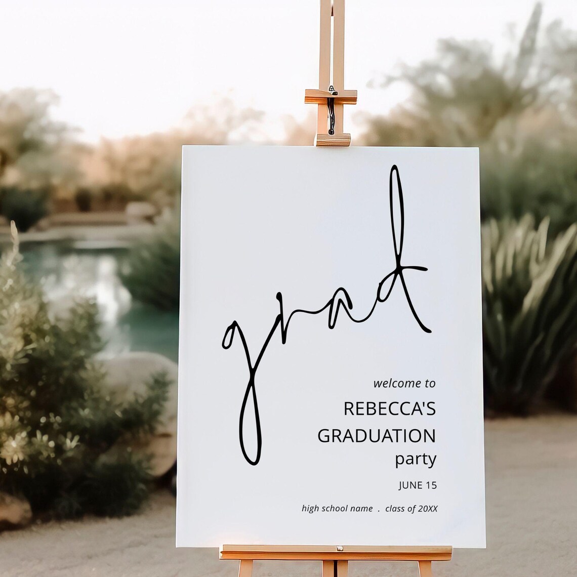 Graduation Party Welcome Sign, Printable, INSTANT DOWNLOAD, Grad Black ...