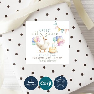Party Favor Tag One Silly Goose Template, Printable INSTANT DOWNLOAD ...