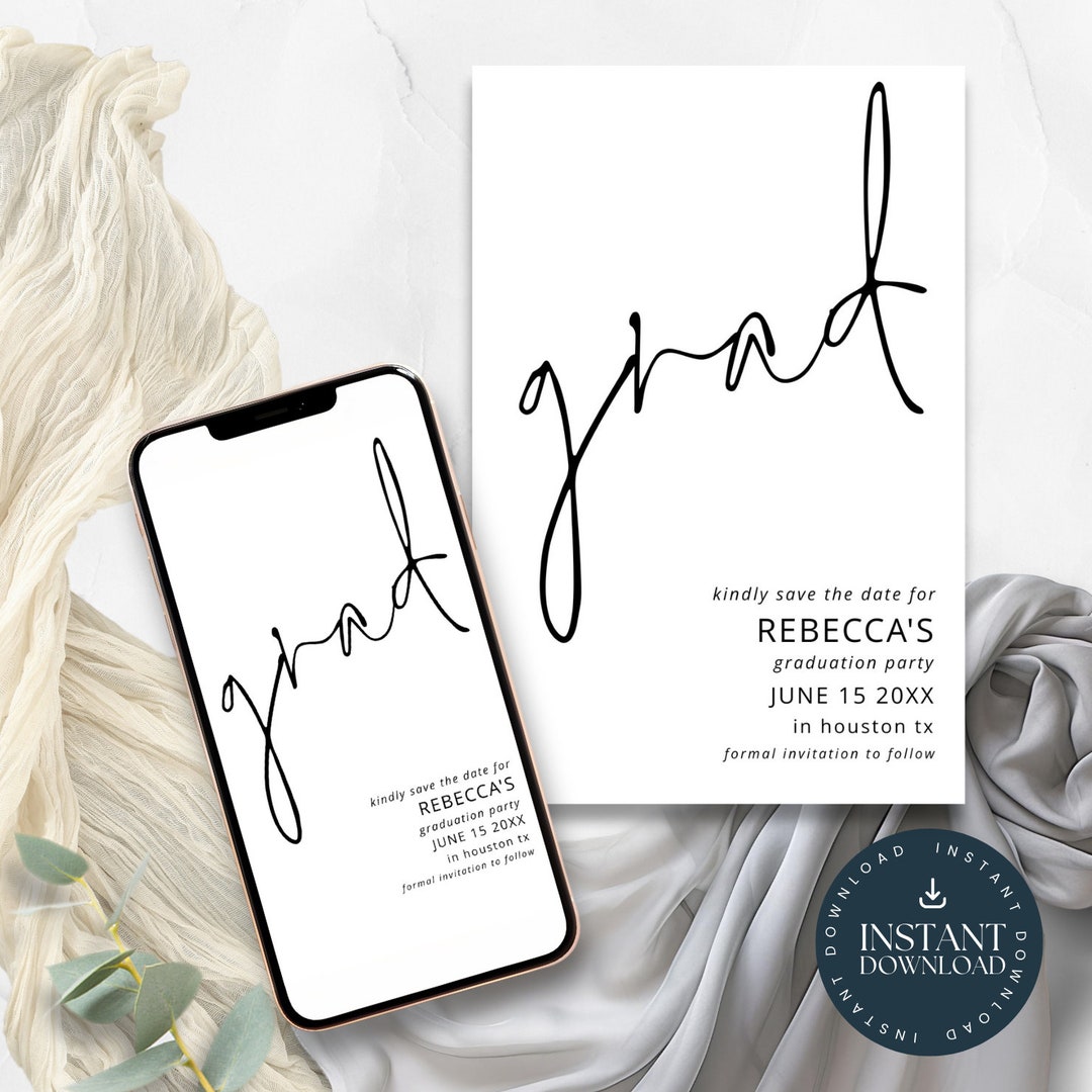 Graduation Party Save the Date Template, Printable INSTANT DOWNLOAD ...