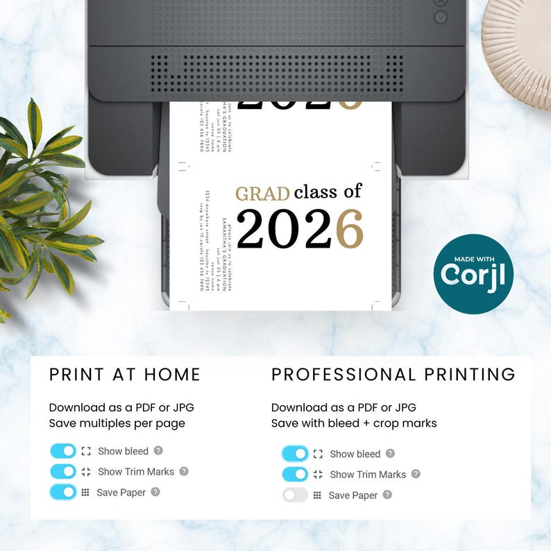 Graduation Party Invitation Template – Modern, Corjl Editable Gr-03 - Etsy