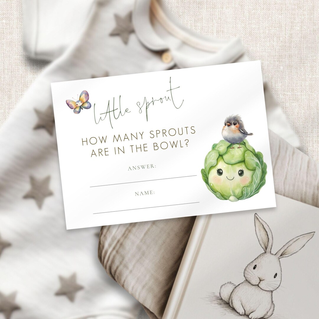 Guess How Many Sprouts Card Template, INSTANT DOWNLOAD, Little Sprout ...