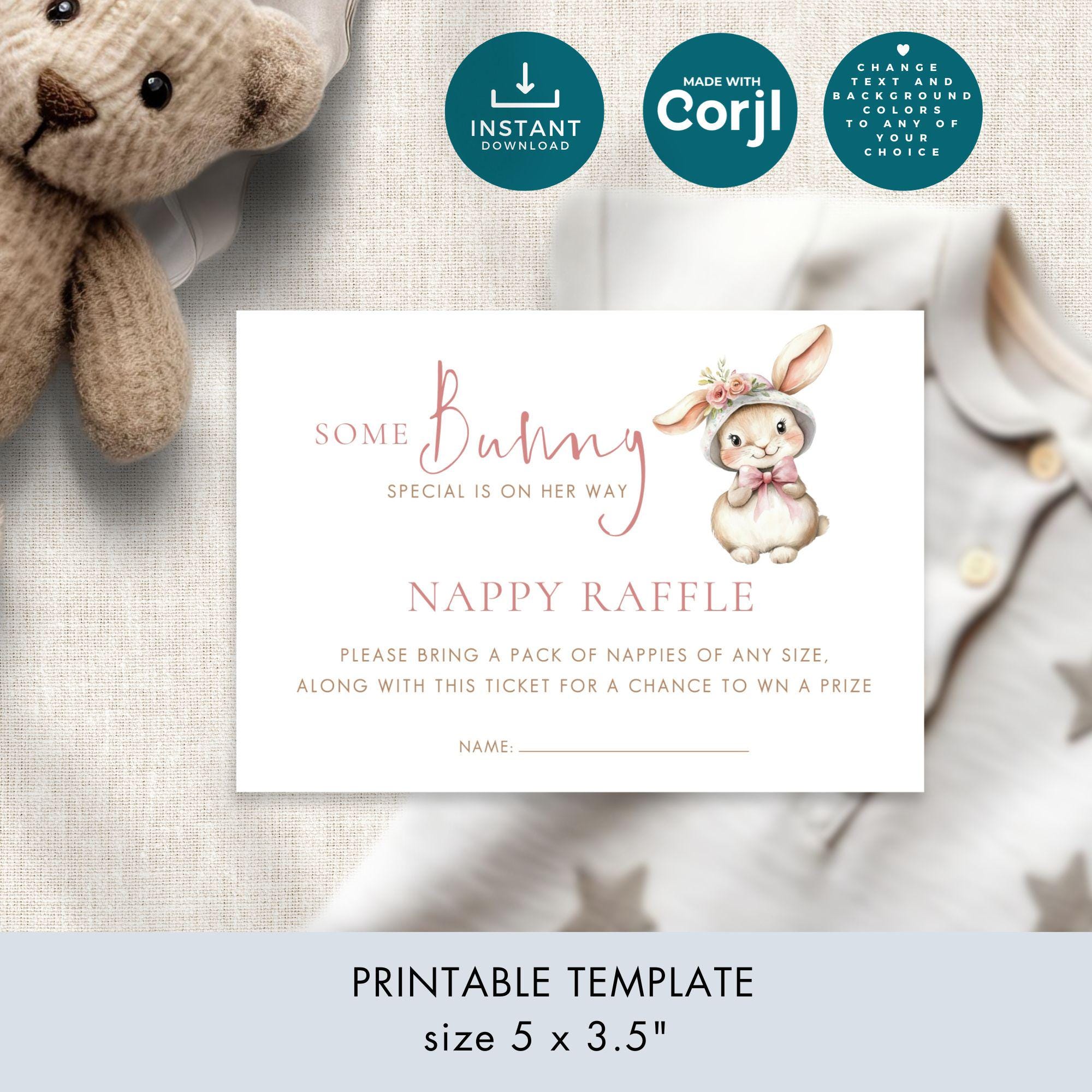 Nappy Raffle Card Template, INSTANT DOWNLOAD, Some Bunny Special is on ...