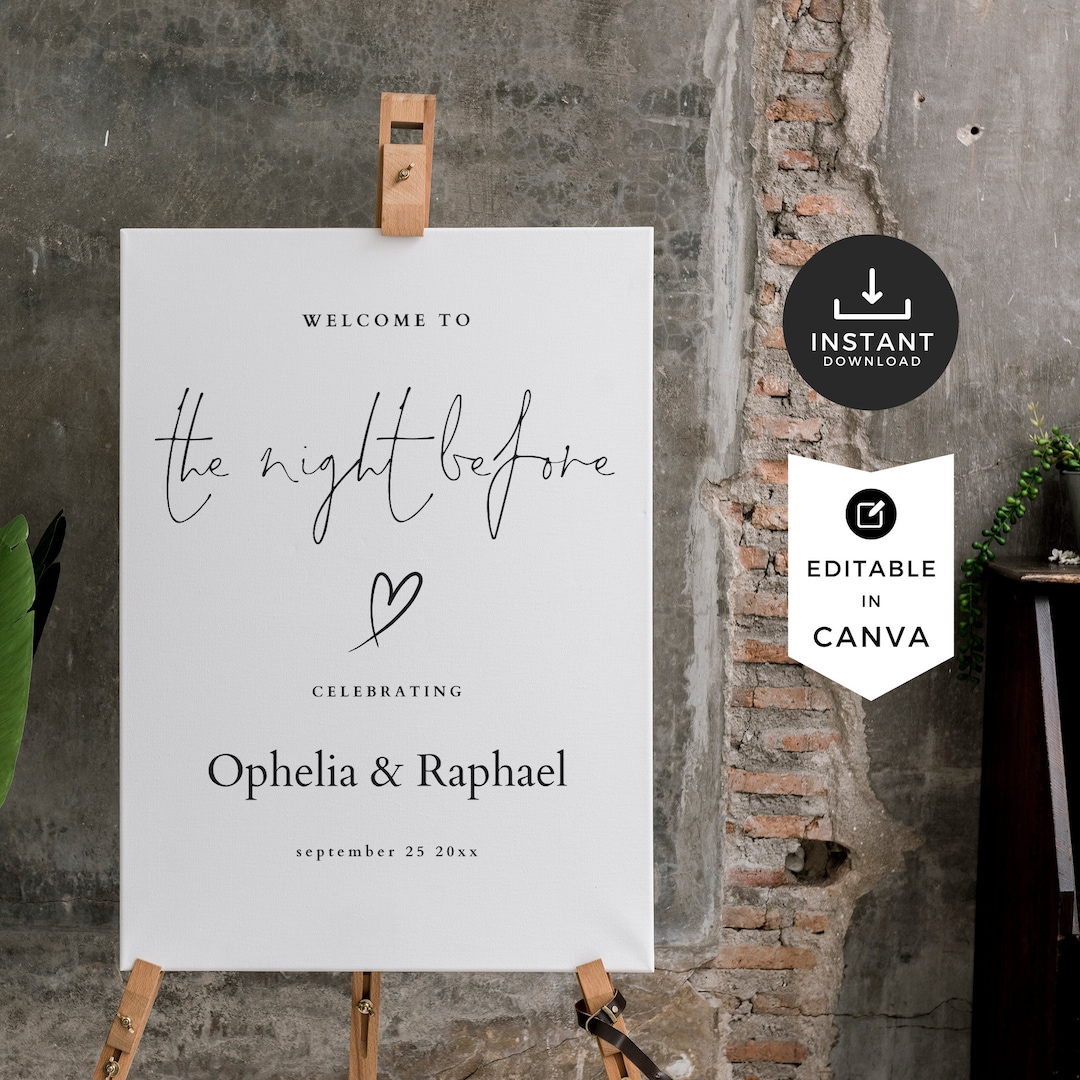 The Night Before Welcome Sign Template, Printable INSTANT DOWNLOAD ...