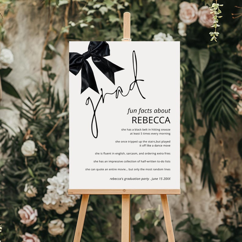 Graduation Party Grad Fun Facts Sign, Printable, INSTANT DOWNLOAD ...