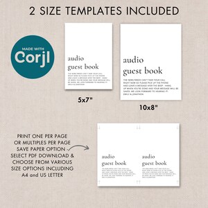 Audio Guest Book Signage, Printable Wedding Table Sign Template ...