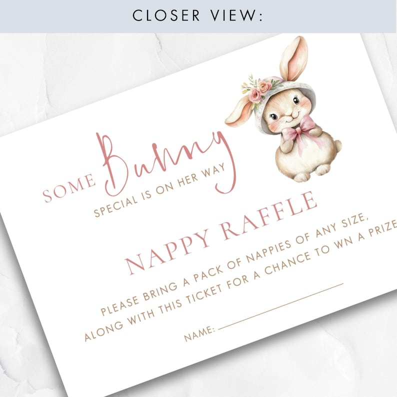 Nappy Raffle Card Template, INSTANT DOWNLOAD, Some Bunny Special is on ...