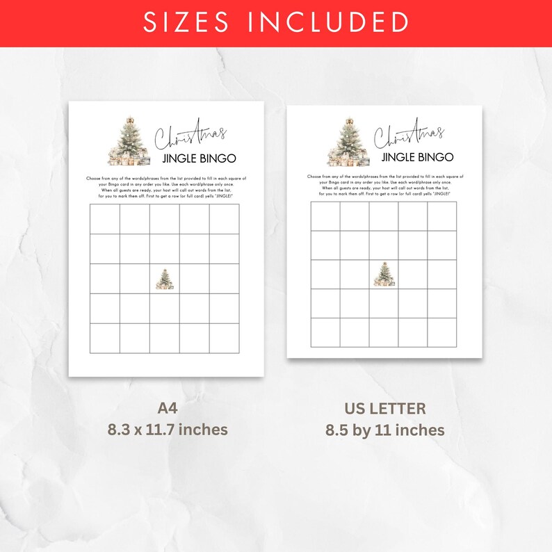 Christmas Bingo Game Template, Printable, INSTANT DOWNLOAD, Xmas Tree ...