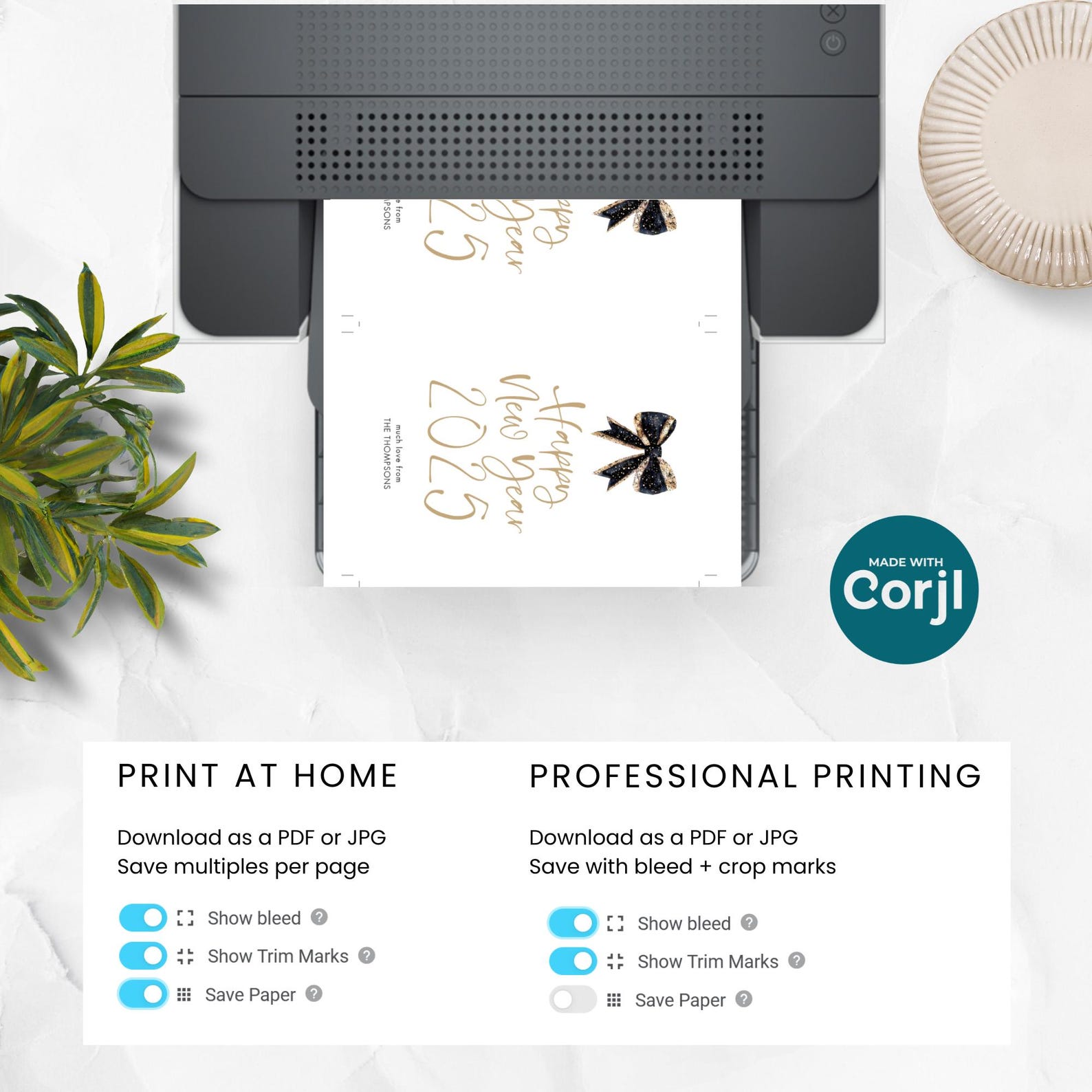 Happy New Year 2025 Calendar Greeting Template, Printable INSTANT ...