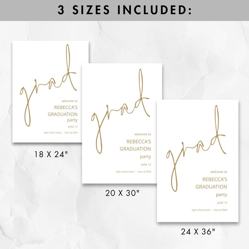 Graduation Party Welcome Sign, Printable, INSTANT DOWNLOAD, Grad, Gold ...