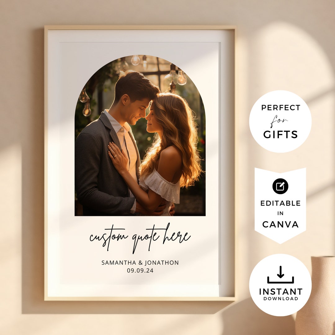 Printable Poster for Newlyweds Gift, Custom Photo, Arch, Customizable ...