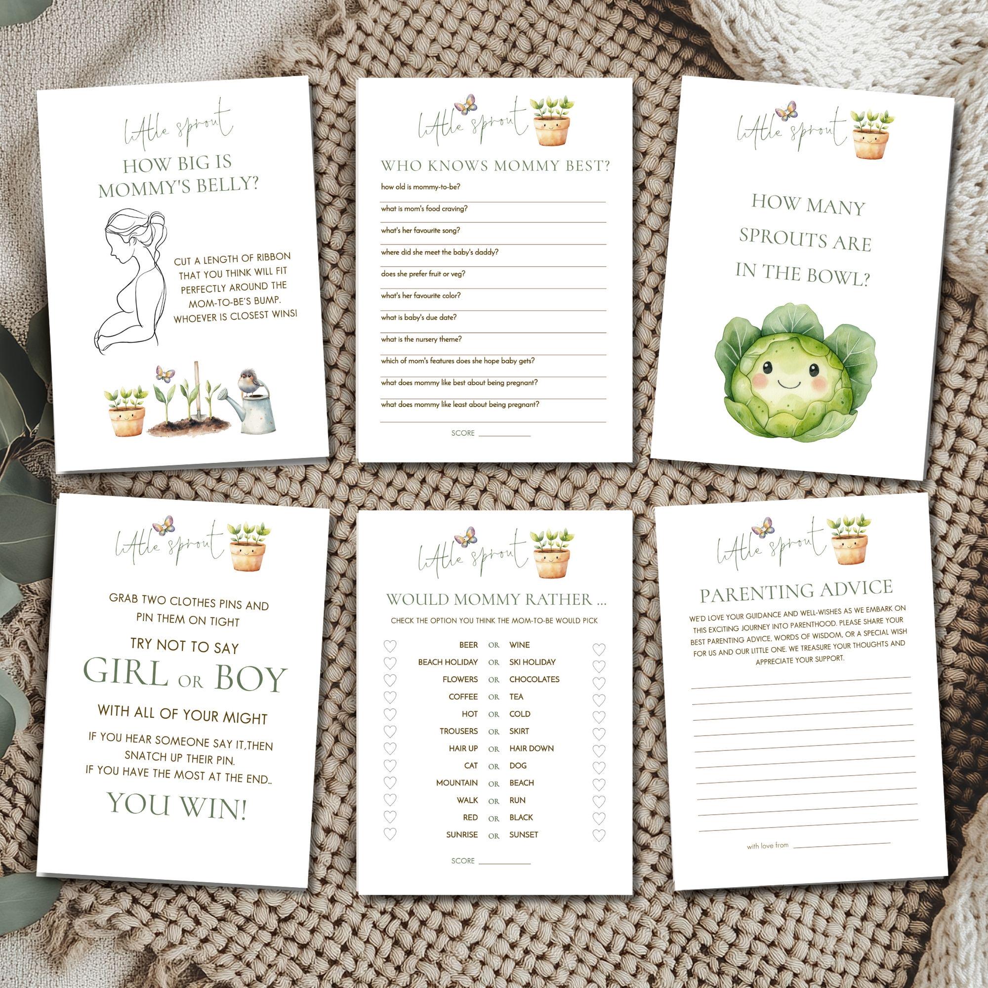 Little Sprout Baby Shower Games Bundle: 26 Printable Activities (corjl ...