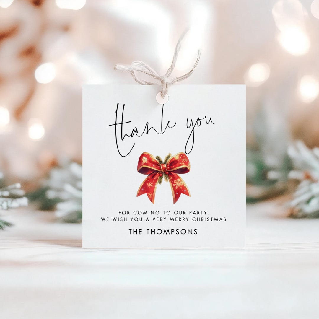 Christmas Thank You Gift Tag Printable Template, INSTANT DOWNLOAD, Red ...