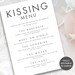 Printable Kissing Menu, INSTANT DOWNLOAD, Wedding Kisses Games ...