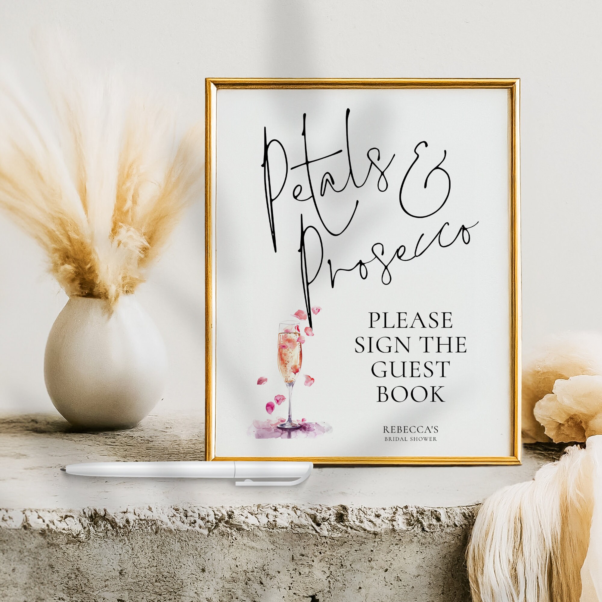 Petals and Prosecco Sign, Bridal Shower Table Signs Bundle, Printable ...