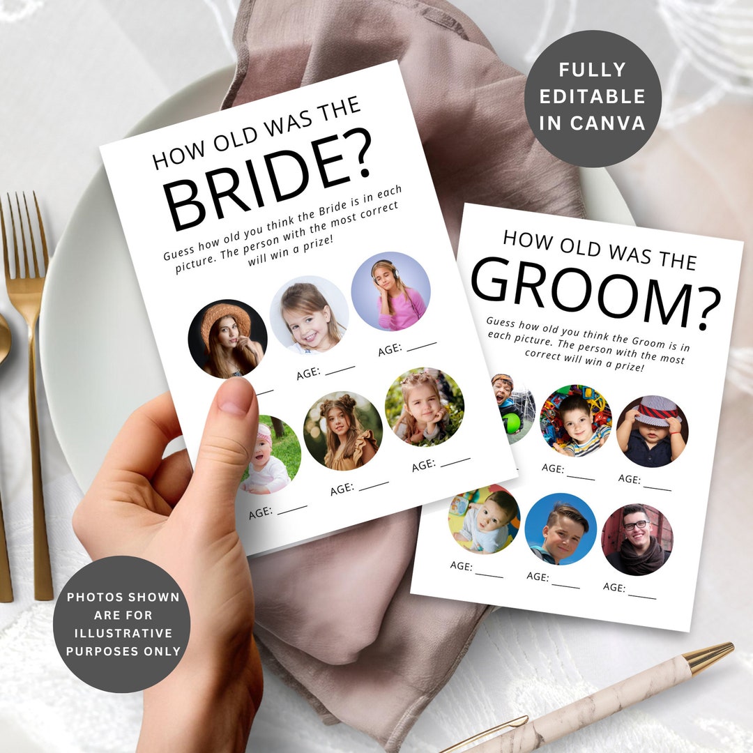 Guess Age of Bride and Groom, Photo Wedding Game, INSTANT DOWNLOAD ...