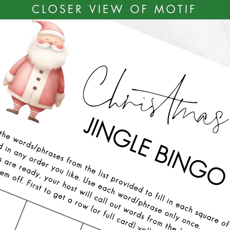 Christmas Bingo Game Template, Printable, INSTANT DOWNLOAD, Santa, Xmas ...