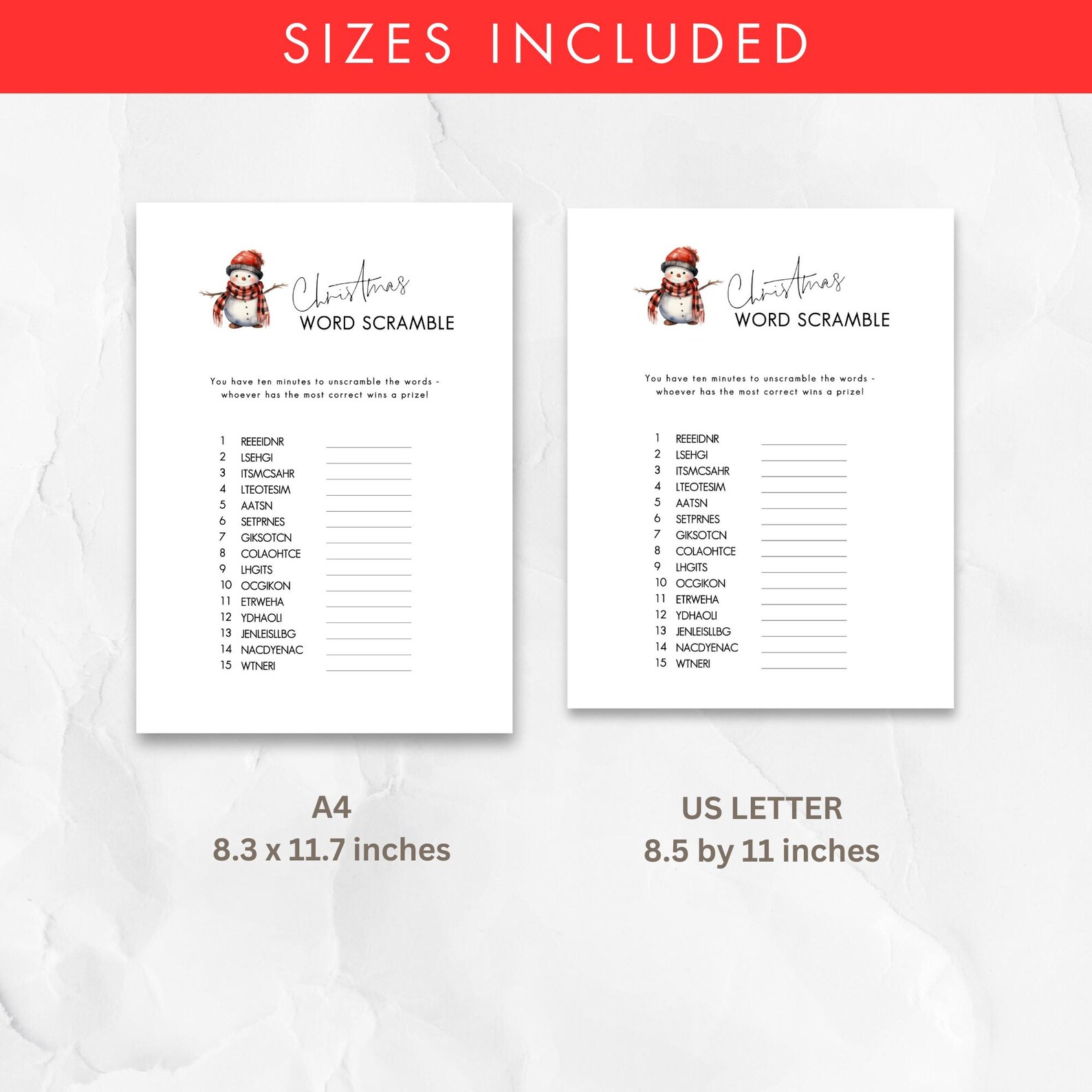 Christmas Word Scramble Game Template, Printable, INSTANT DOWNLOAD ...