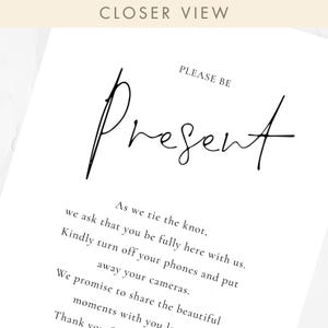 Wedding Sign Please Be Present, Table Signage Template, Printable ...