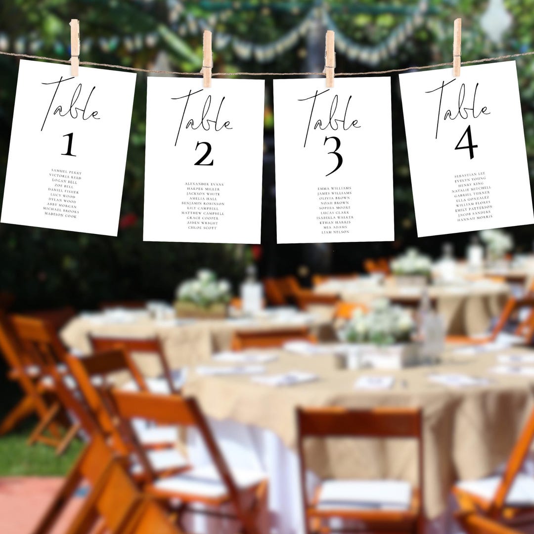 Table Number Names Seating Chart, Template, Printable INSTANT DOWNLOAD ...