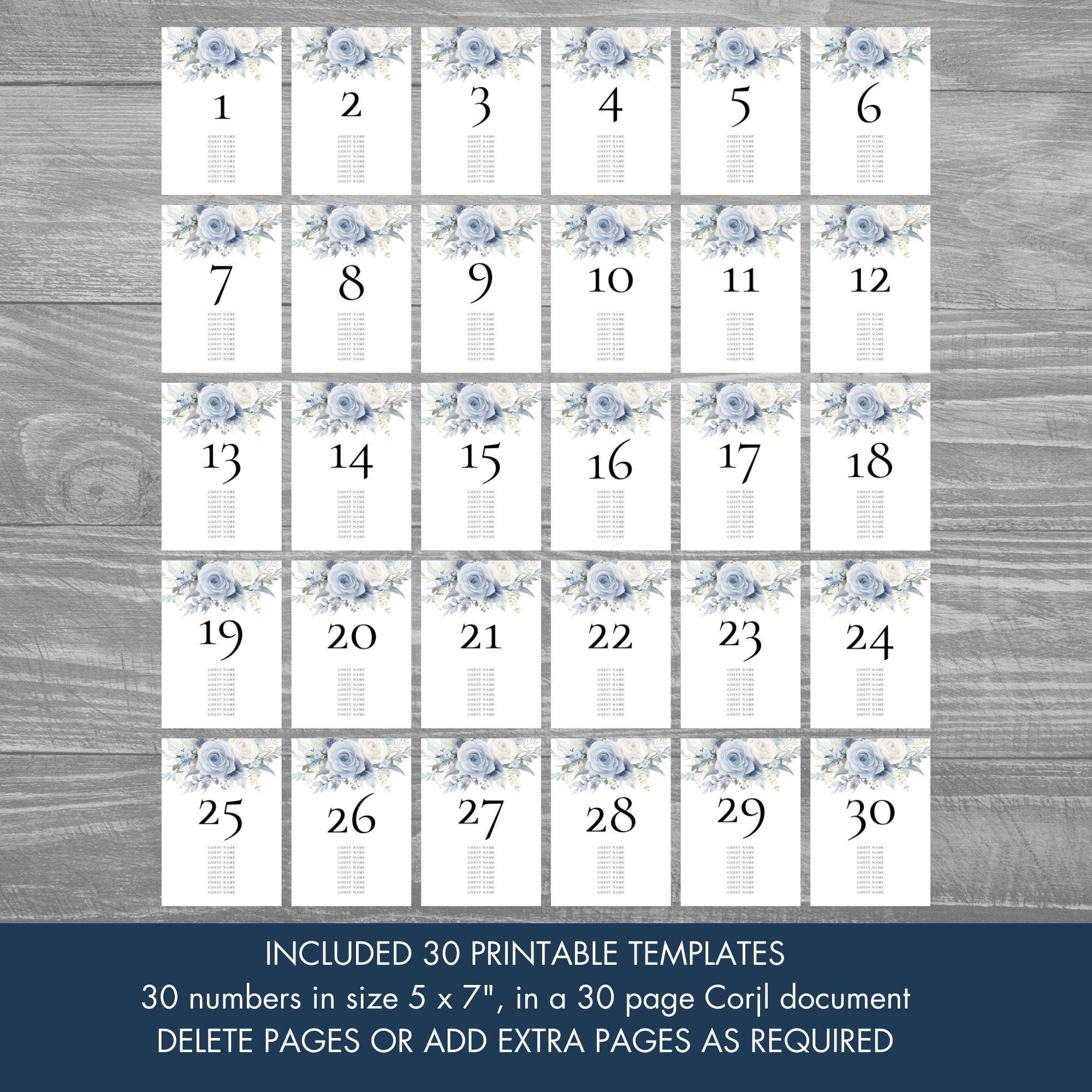 Table Number Names Seating Chart, Template, Printable INSTANT DOWNLOAD ...
