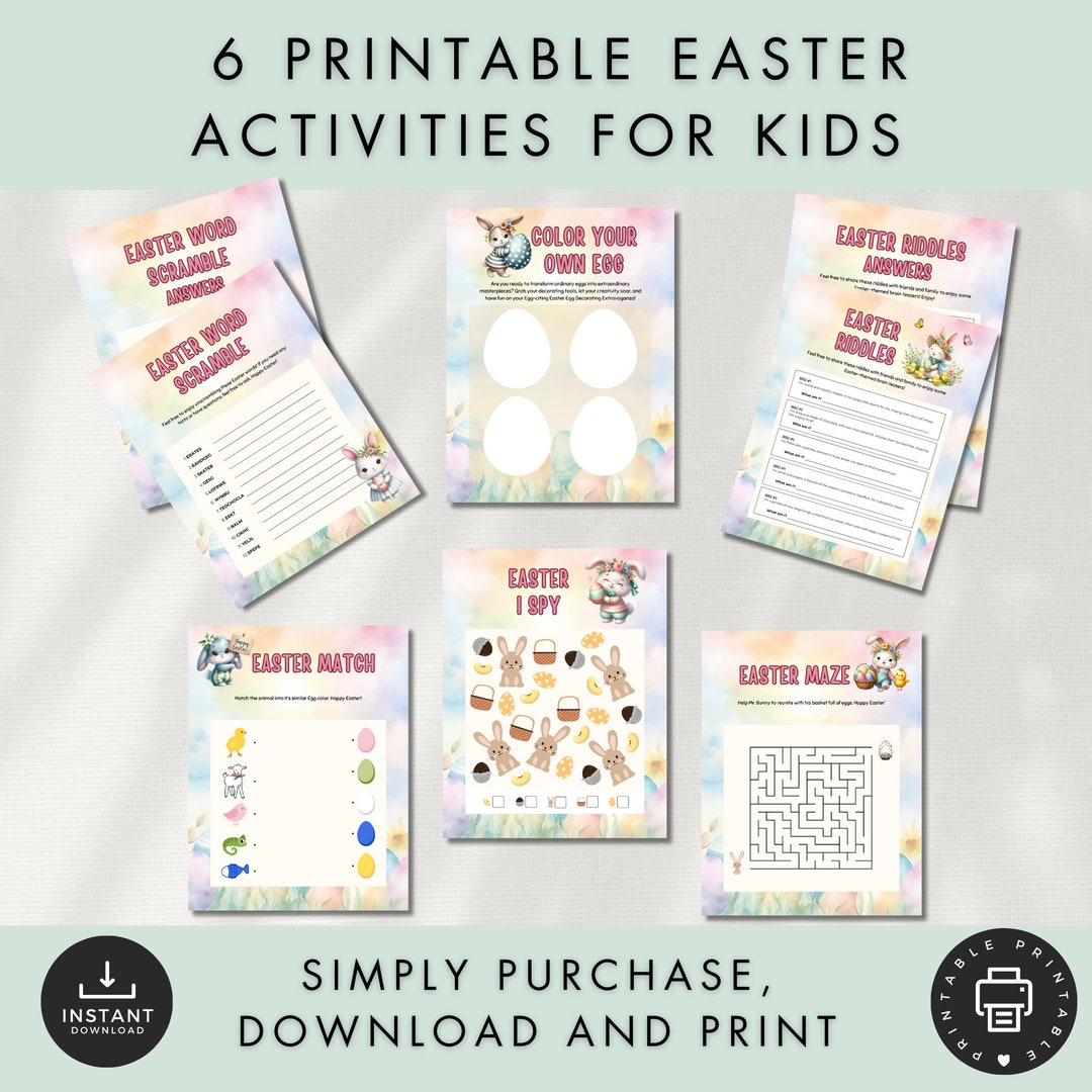 Printable Easter Activities for Young Kids PDF INSTANT DOWNLOAD, Easter ...