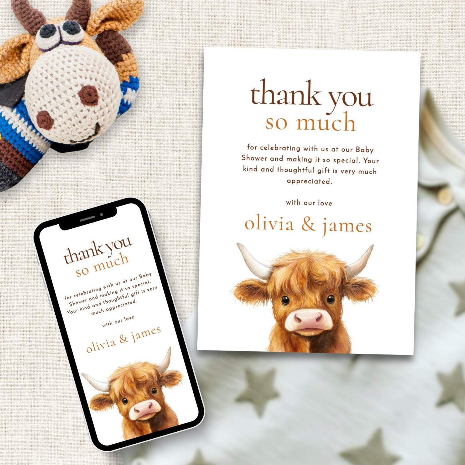 Highland Cow Thank You Card Template INSTANT DOWNLOAD, Printable Girl ...