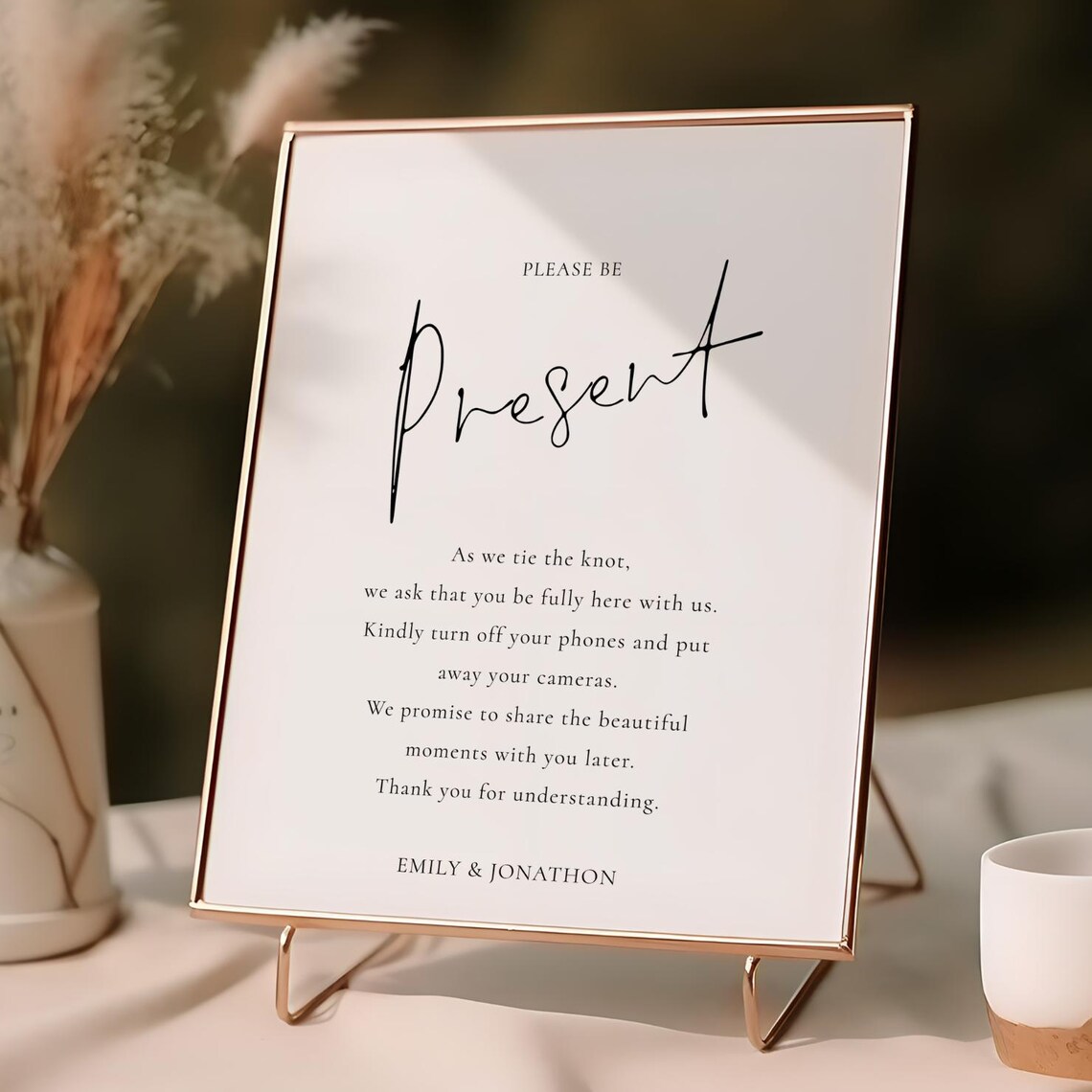 Wedding Sign Please Be Present, Table Signage Template, Printable ...