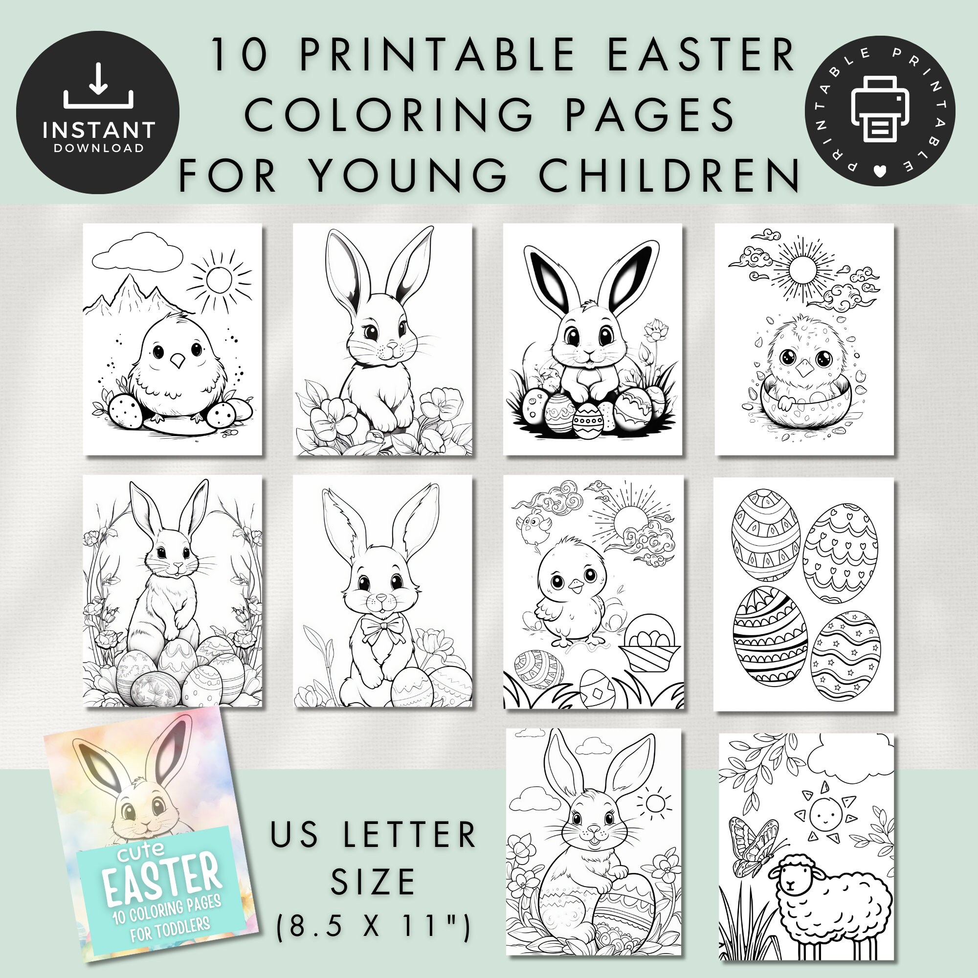 Easter Printable Coloring Pages for Toddlers, Activities for Young Kids ...