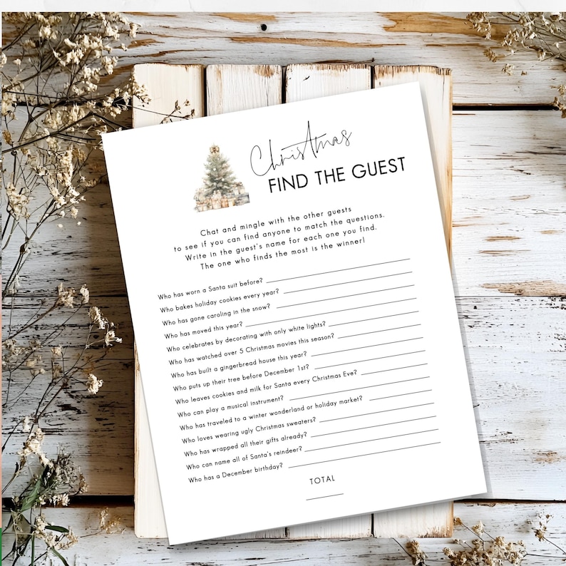 Christmas Game Template, Printable, INSTANT DOWNLOAD, Find the Guest ...