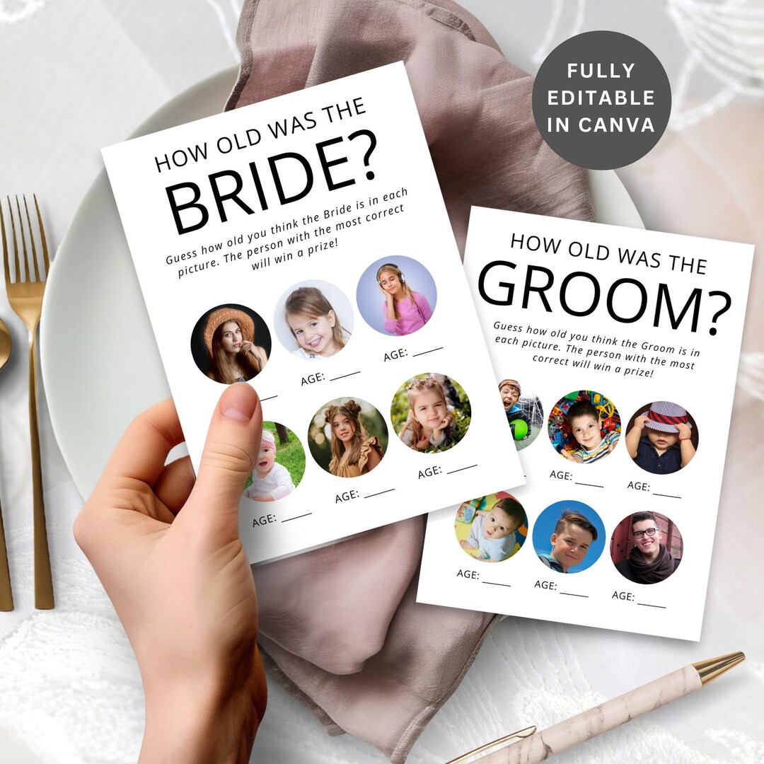 Guess Age of Bride and Groom Photo Wedding Game INSTANT - Etsy