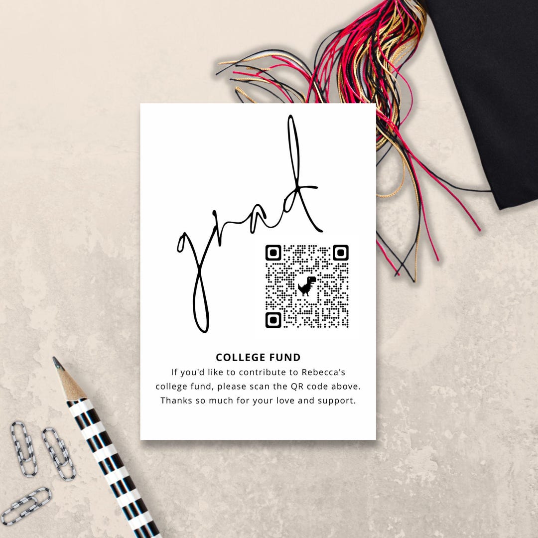 College Fund QR Code Grad Enclosure Template, Printable INSTANT ...