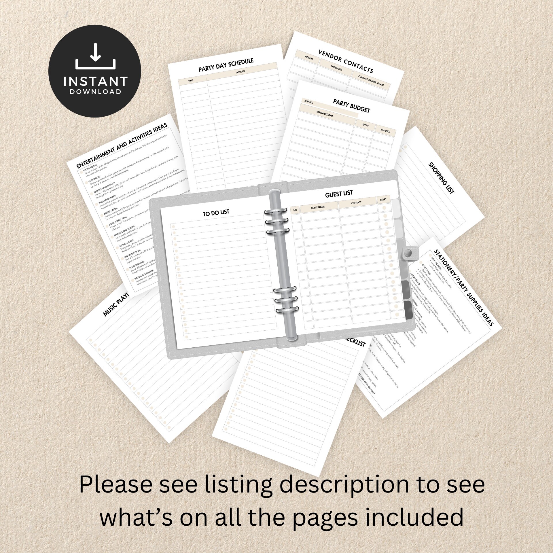 Graduation Party Planner Printable PDF INSTANT DOWNLOAD, Party ...