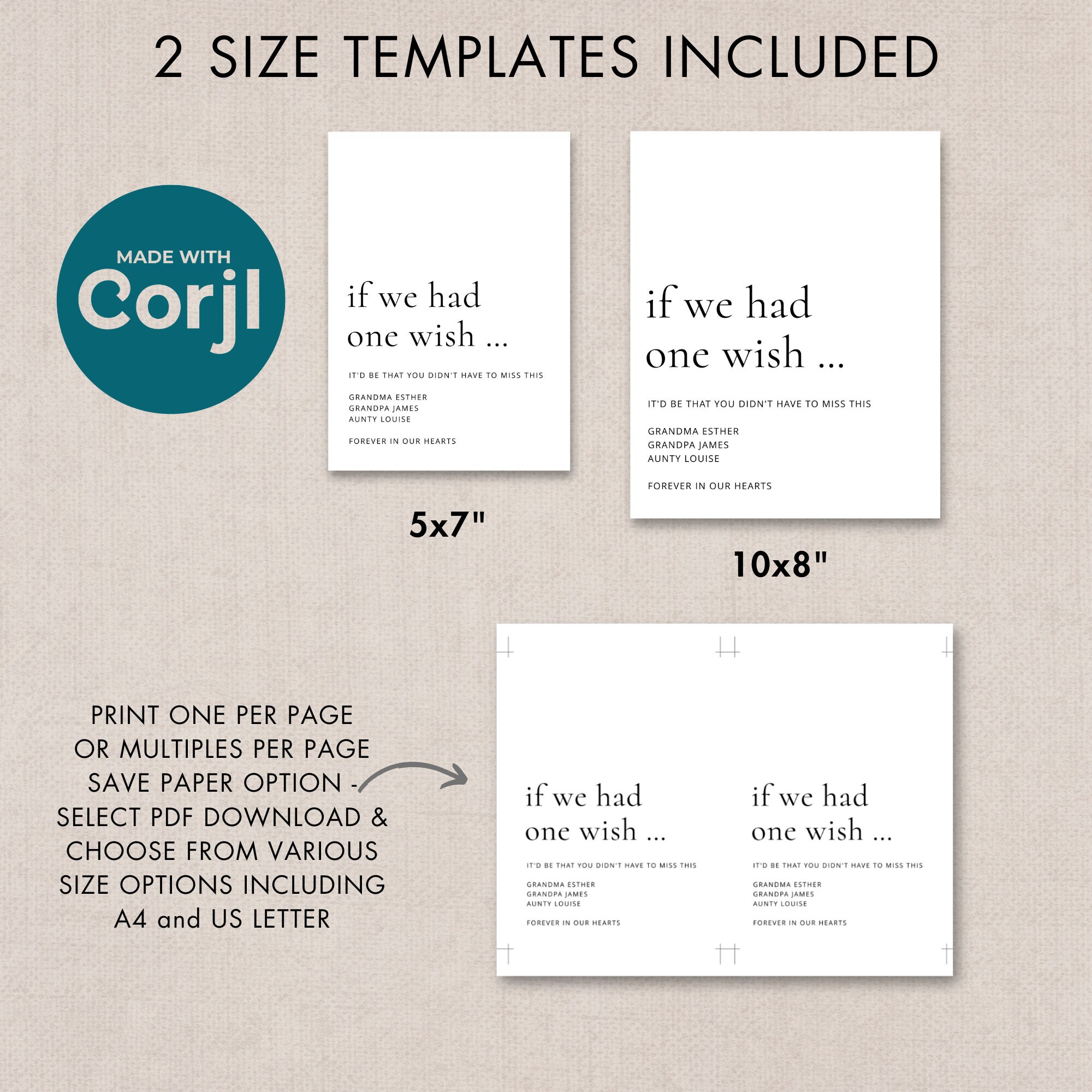 Simple If We Had One Wish Wedding Printable Sign, Wedding Table Signage ...