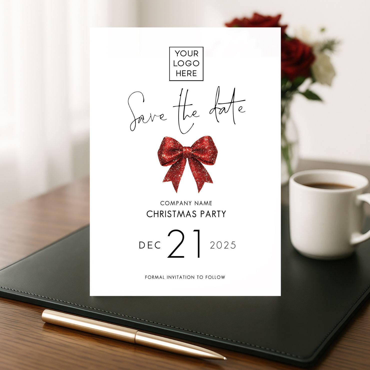 Save the Date Template – Corporate Christmas Party Invite With Logo ...