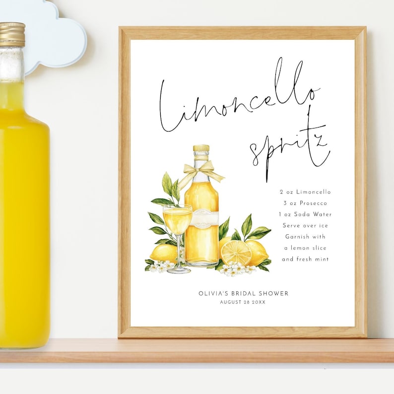 Limoncello Spritz Bar Sign Template, Printable INSTANT DOWNLOAD, Drinks ...