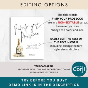 Pearls & Prosecco Pimp Your Prosecco Sign Template, Printable INSTANT ...