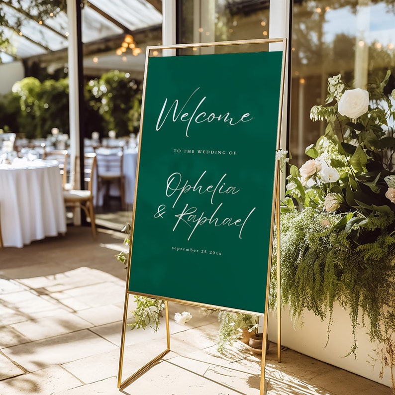 Printable Emerald Welcome to Wedding Sign, INSTANT DOWNLOAD, Dark Green ...