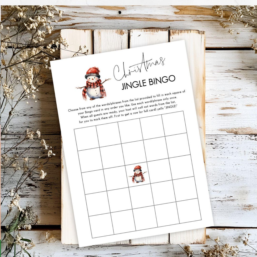 Christmas Bingo Game Template, Printable, INSTANT DOWNLOAD, Snowman ...