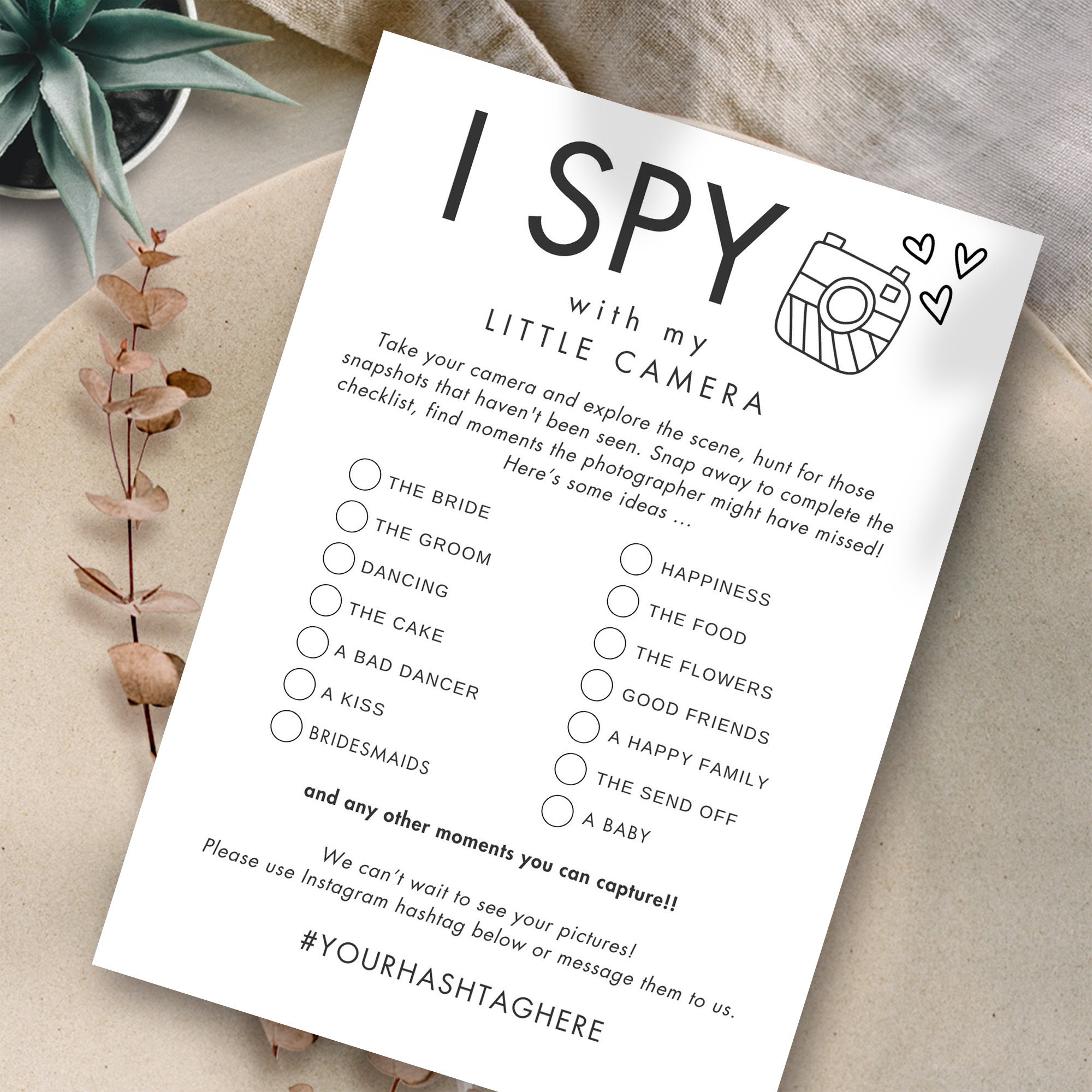 Printable Wedding I Spy With My Little Camera Game, INSTANT DOWNLOAD, Wedding Table Activity ...