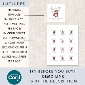 Christmas Thank You Gift Tag Printable Template, INSTANT DOWNLOAD ...