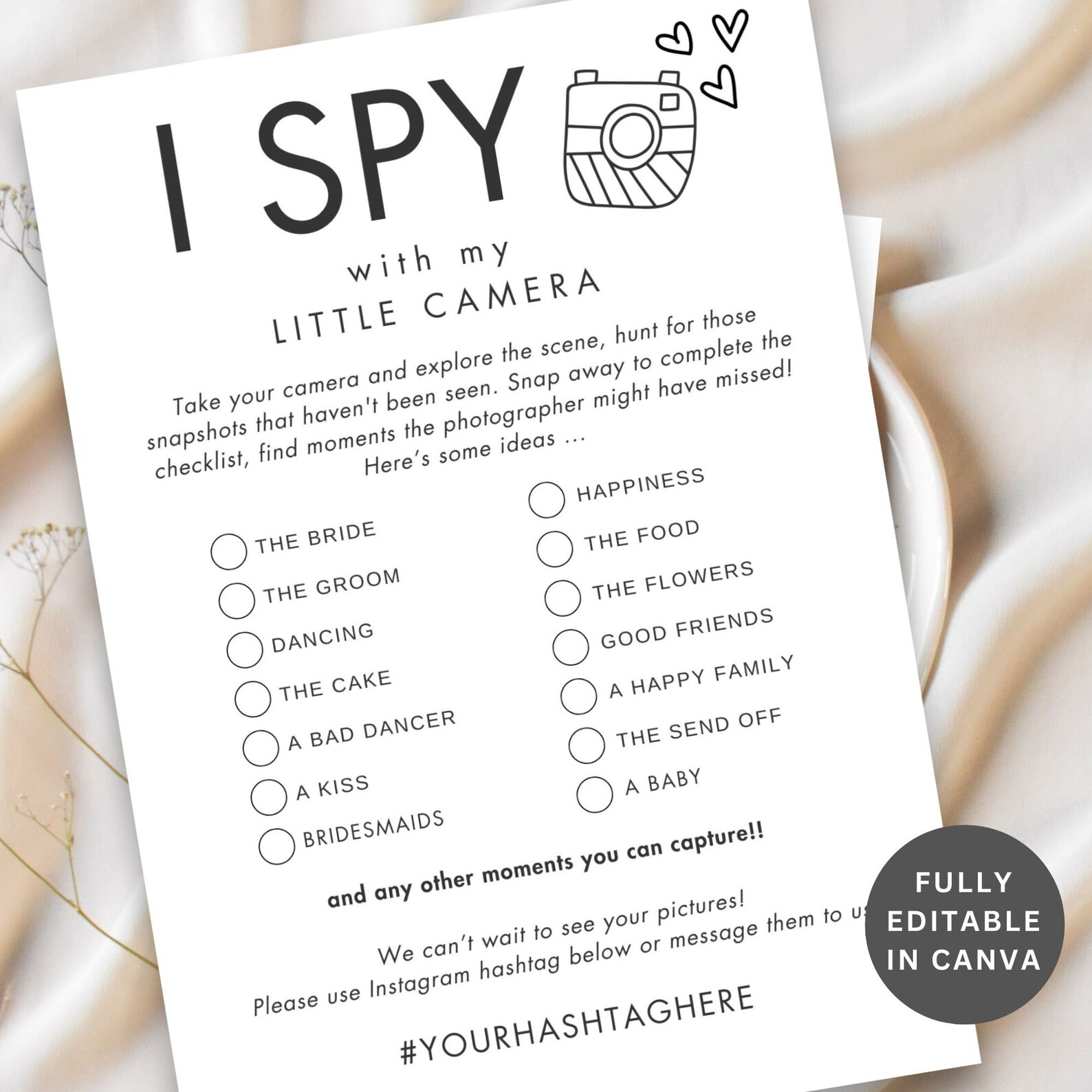 Printable Wedding I Spy With My Little Camera Game, INSTANT DOWNLOAD ...