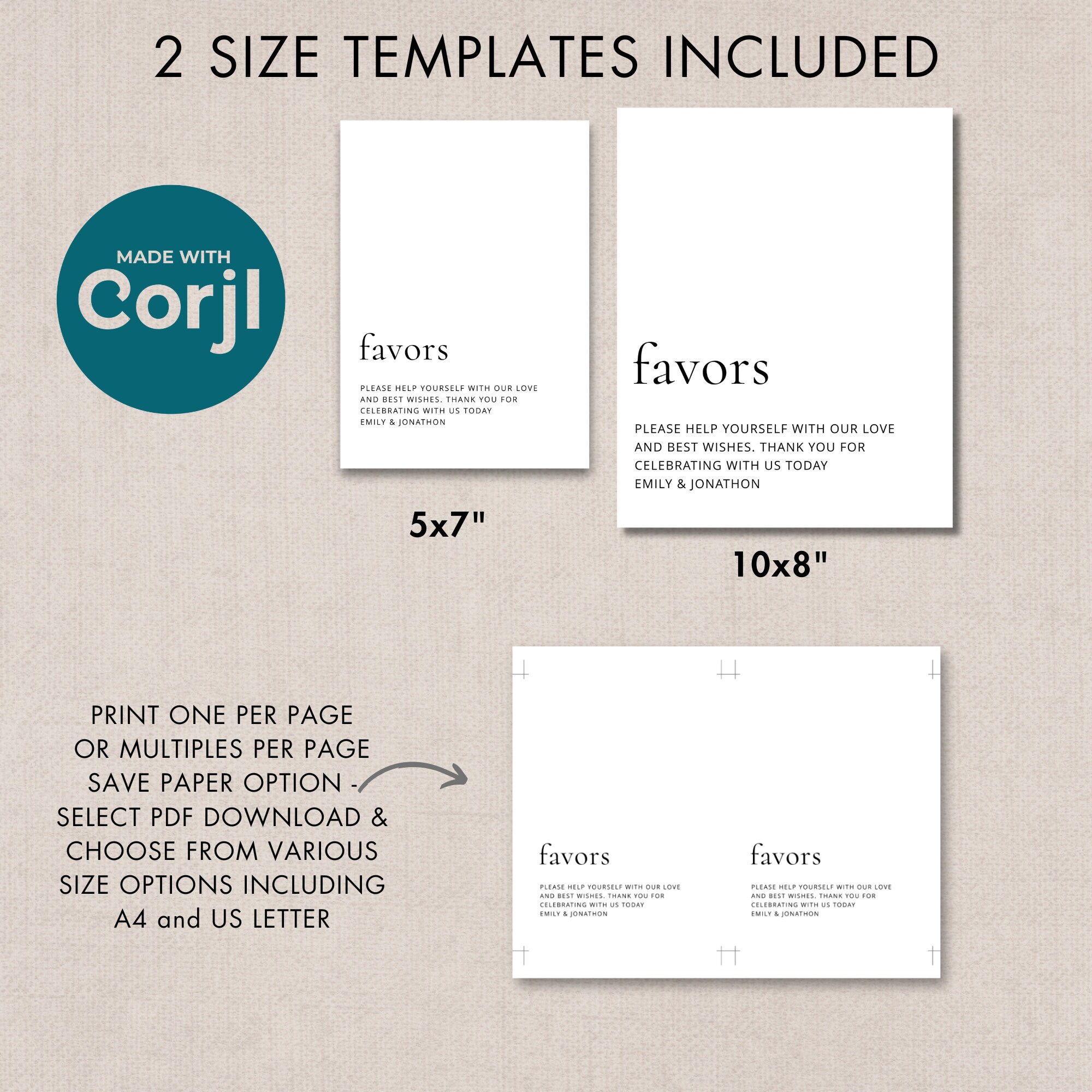 Please Take A Favor Wedding Table Sign Template, Printable INSTANT ...