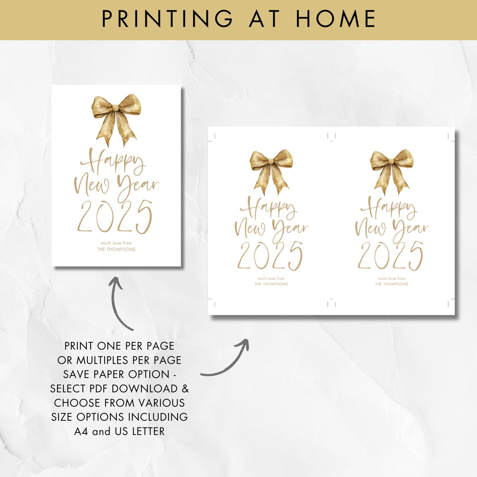 Happy New Year 2025 Calendar Greeting Card Template, Printable INSTANT ...
