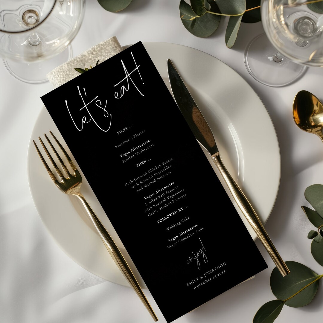 Let's Eat Menu Template, Printable INSTANT DOWNLOAD, Modern Wedding ...