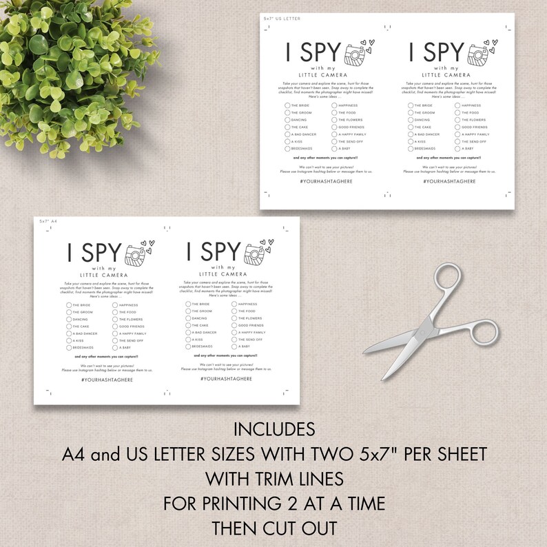 Printable Wedding I Spy With My Little Camera Game, INSTANT DOWNLOAD ...