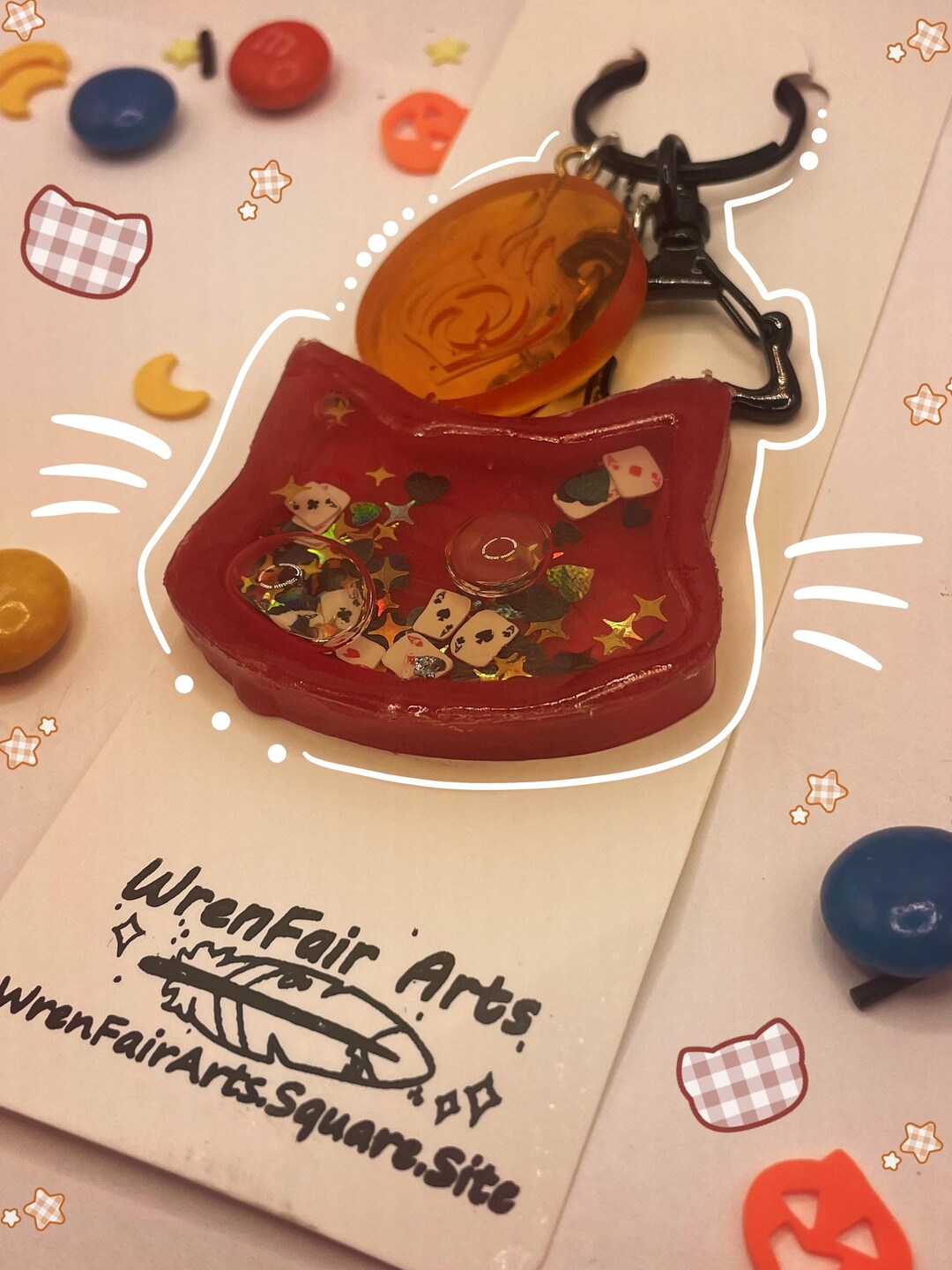 Lyney Themed Genshin Impact Resin Shaker Keychain Handmade Anime Charm ...