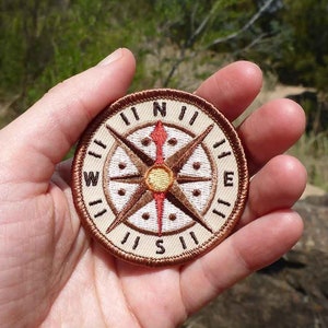 Beige Antique Compass Patch - Adventure Patch - Traveler Patch - Travel ...
