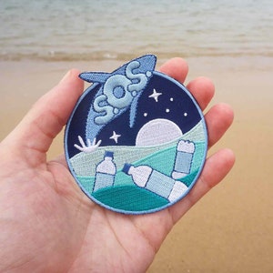 S.O.S. Whale Patch - No Plastic Patch - Environmentalist Patch ...