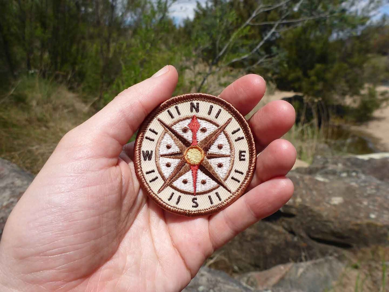Beige Antique Compass Patch - Adventure Patch - Traveler Patch - Travel ...